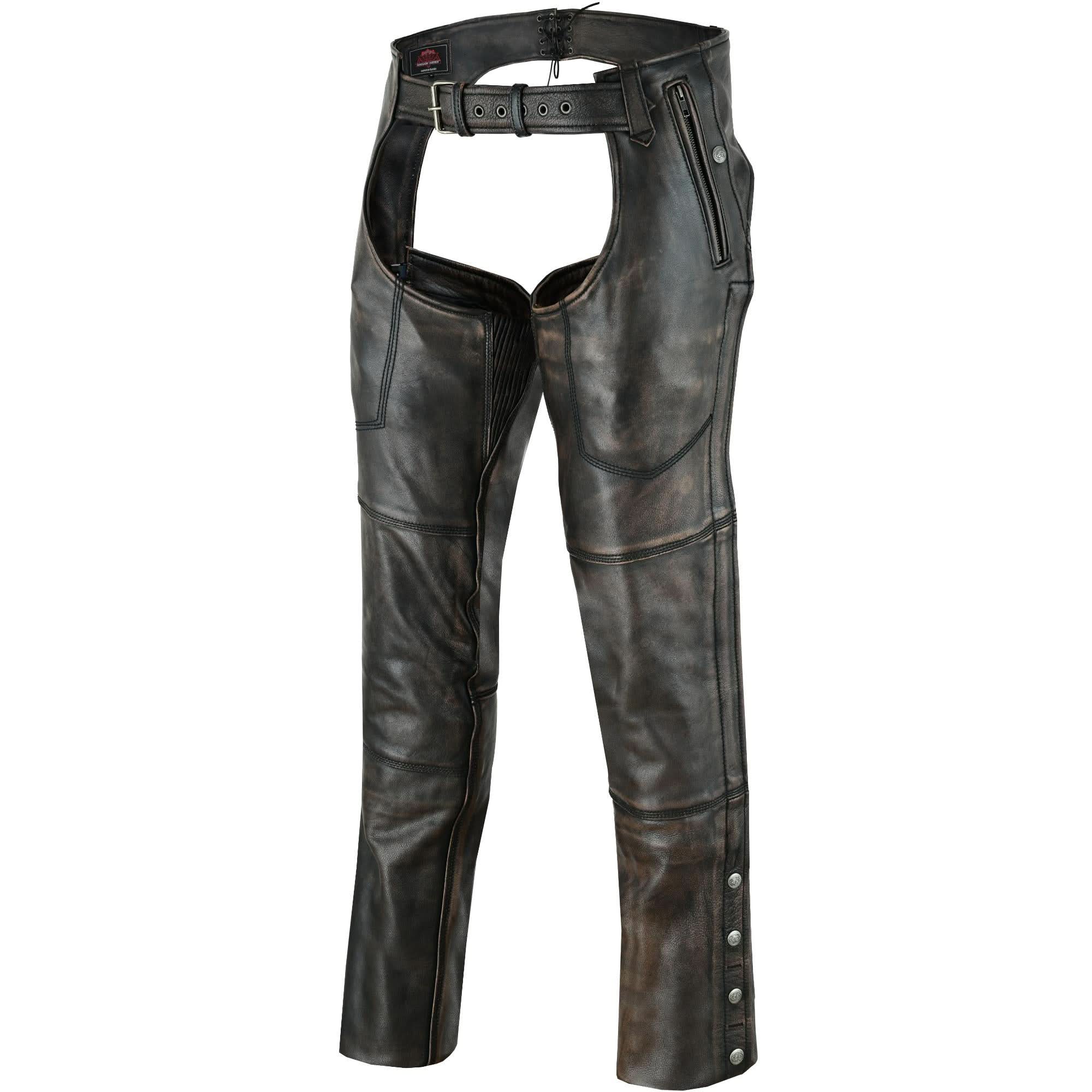 Wildridge Unisex Brown Motorcycle Leather Chaps