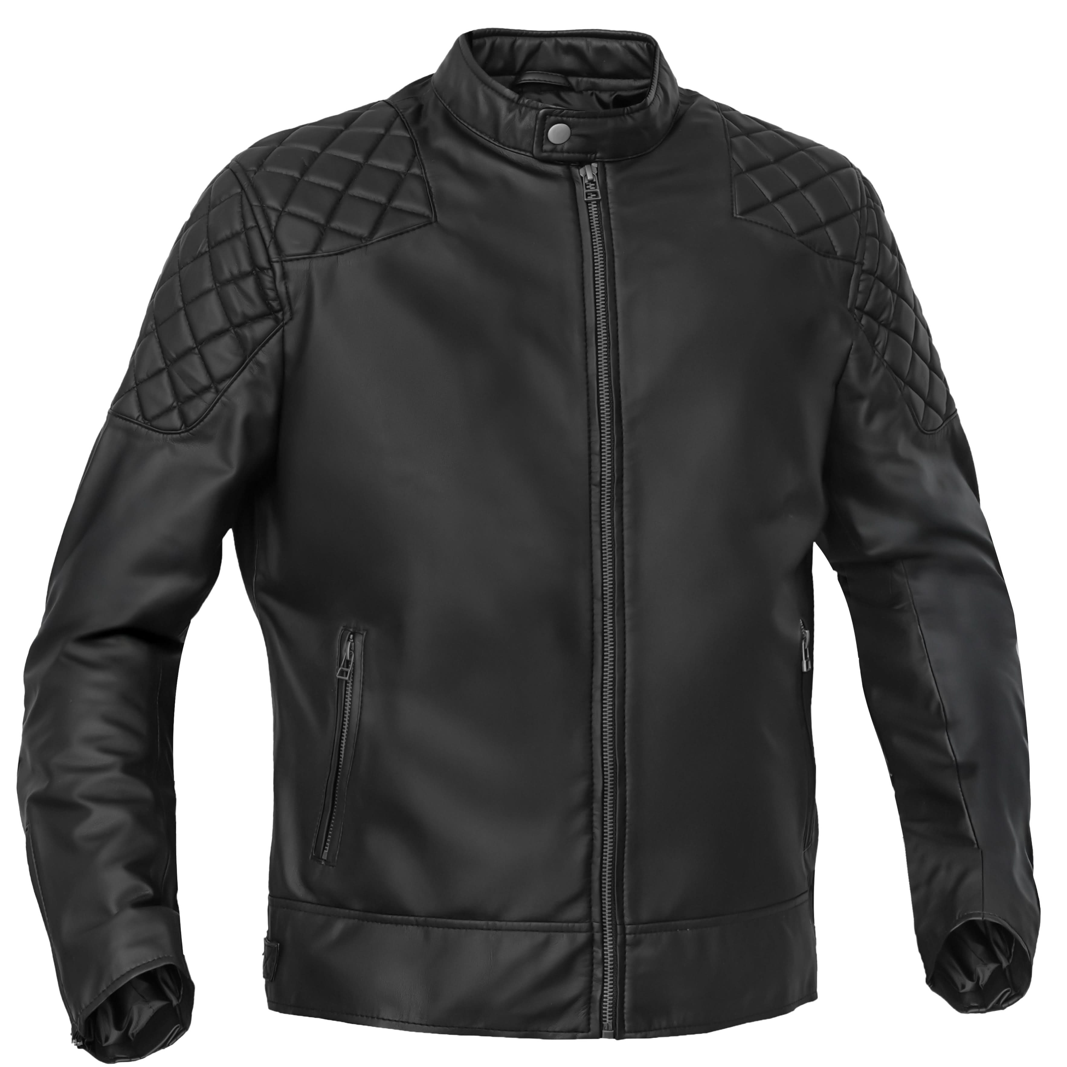 Venture Guard Faux Leather Jacket; Diamond Quilted Shoulders