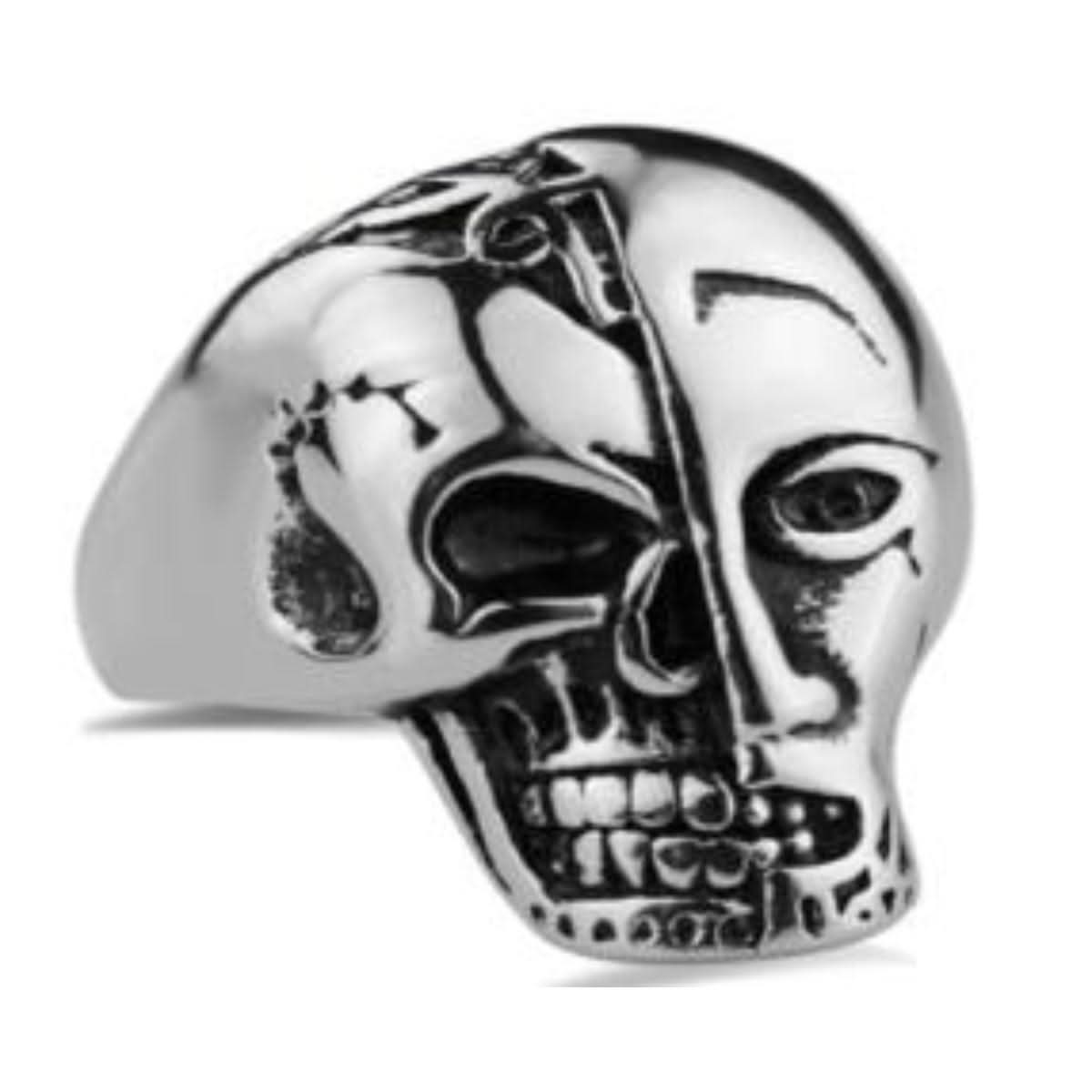 R181 Stainless Steel Terminator Skull Face Biker Ring – Renegade Classics