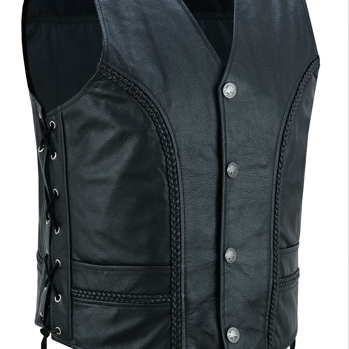 Charlie Men's Black Leather Motorcycle Vest – Renegade Classics