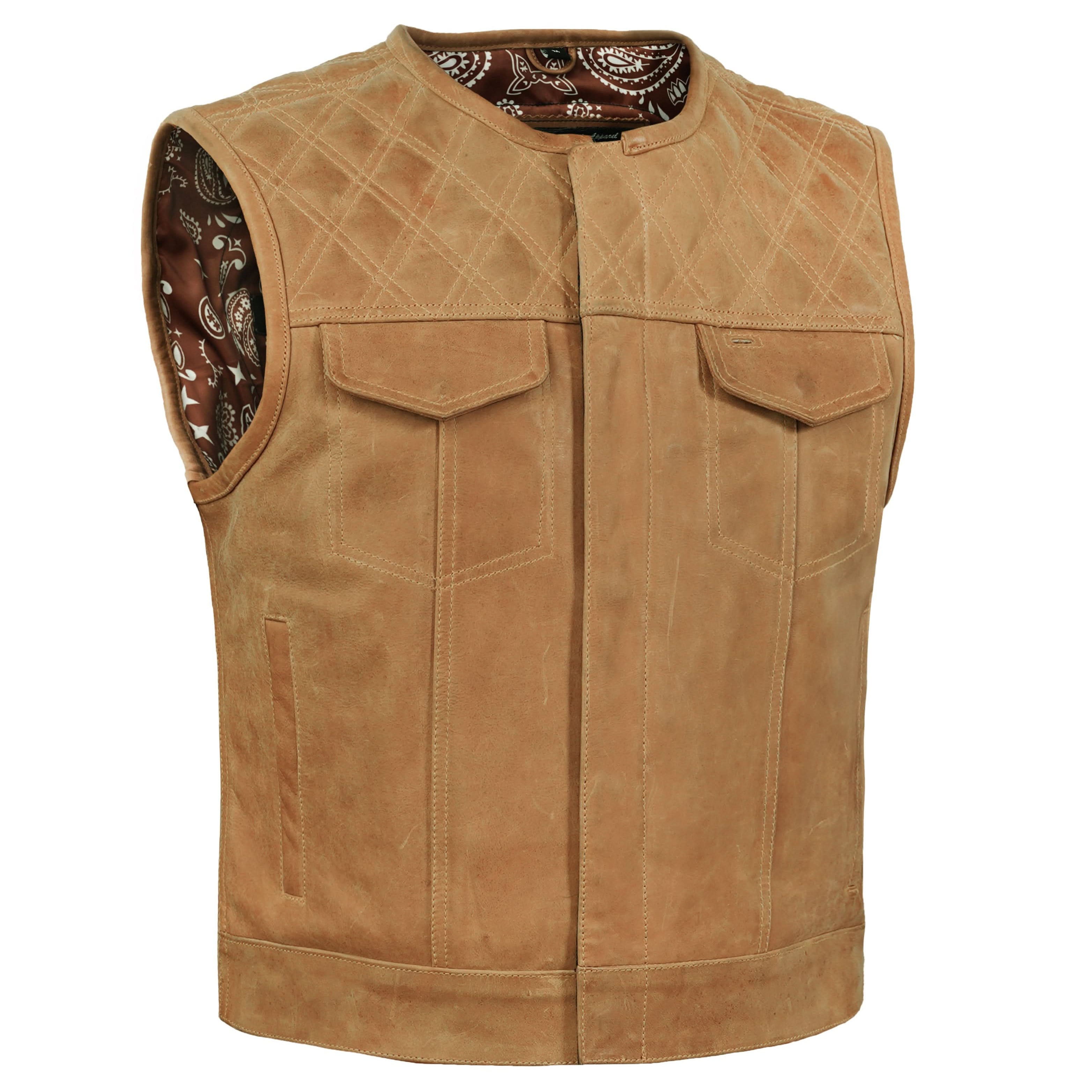 Rustic Rebel Men’s Brown Leather Vest: Rugged Biker Gear