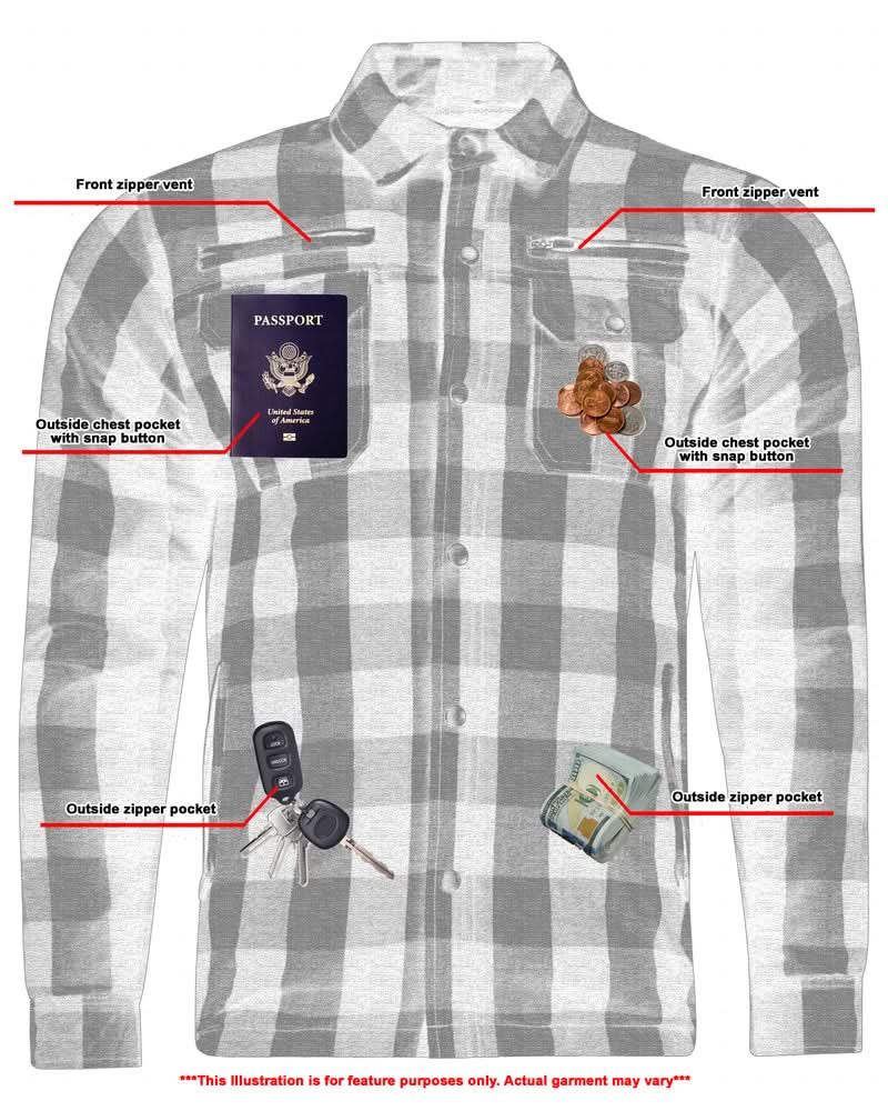 Lumberjack Men's Armored Motorcycle Flannel Shirt - Blue