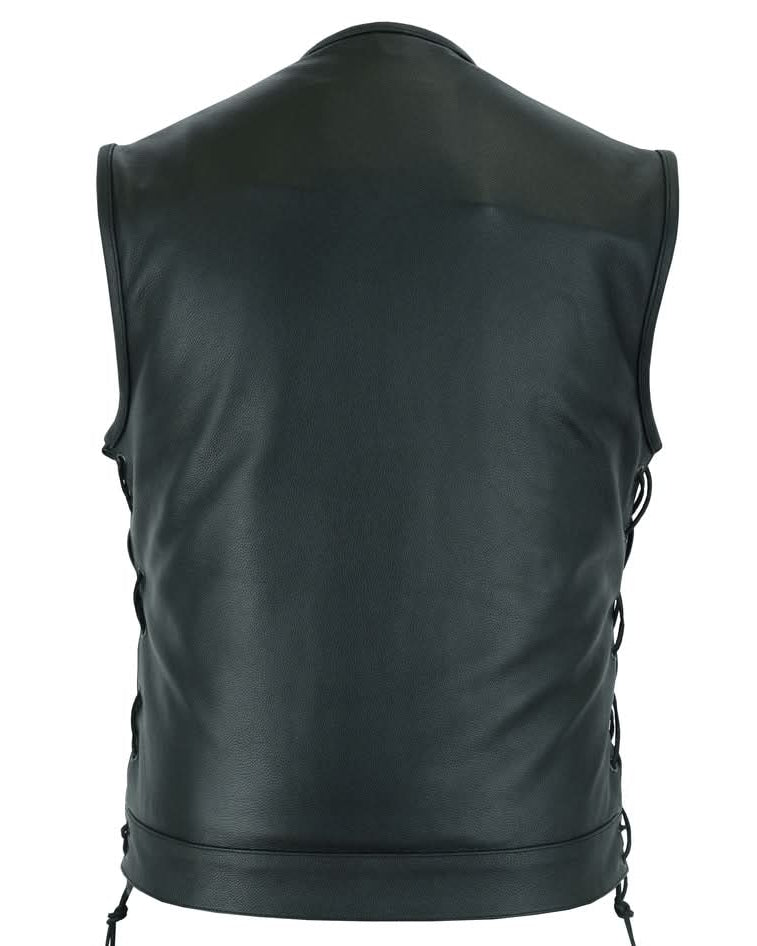 BlackArmor Men's Black motorcycle Leather Vest – Renegade Classics